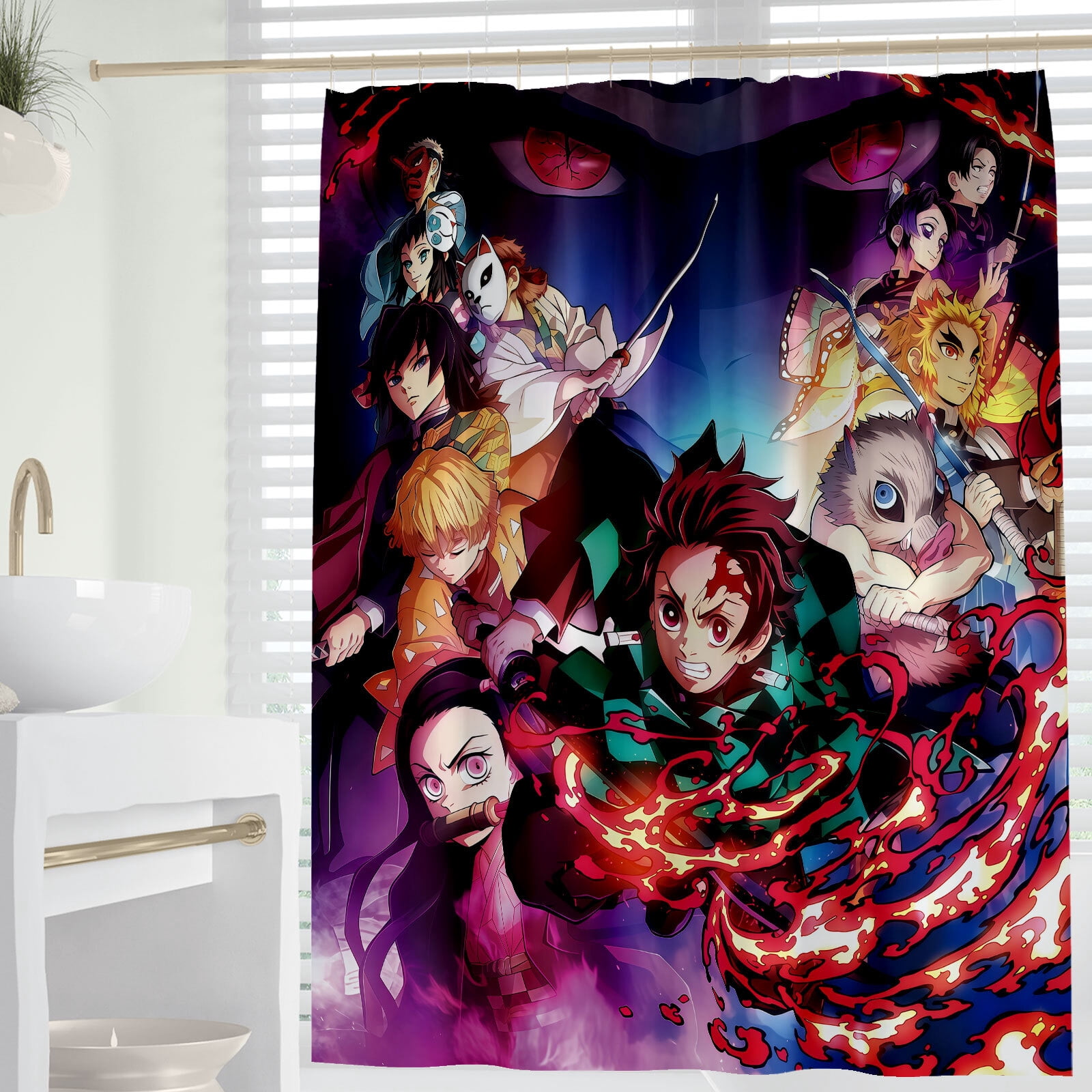 Cartoon For Demon Theme Fabric Slayer Shower Curtain,72 x 72 inch ...