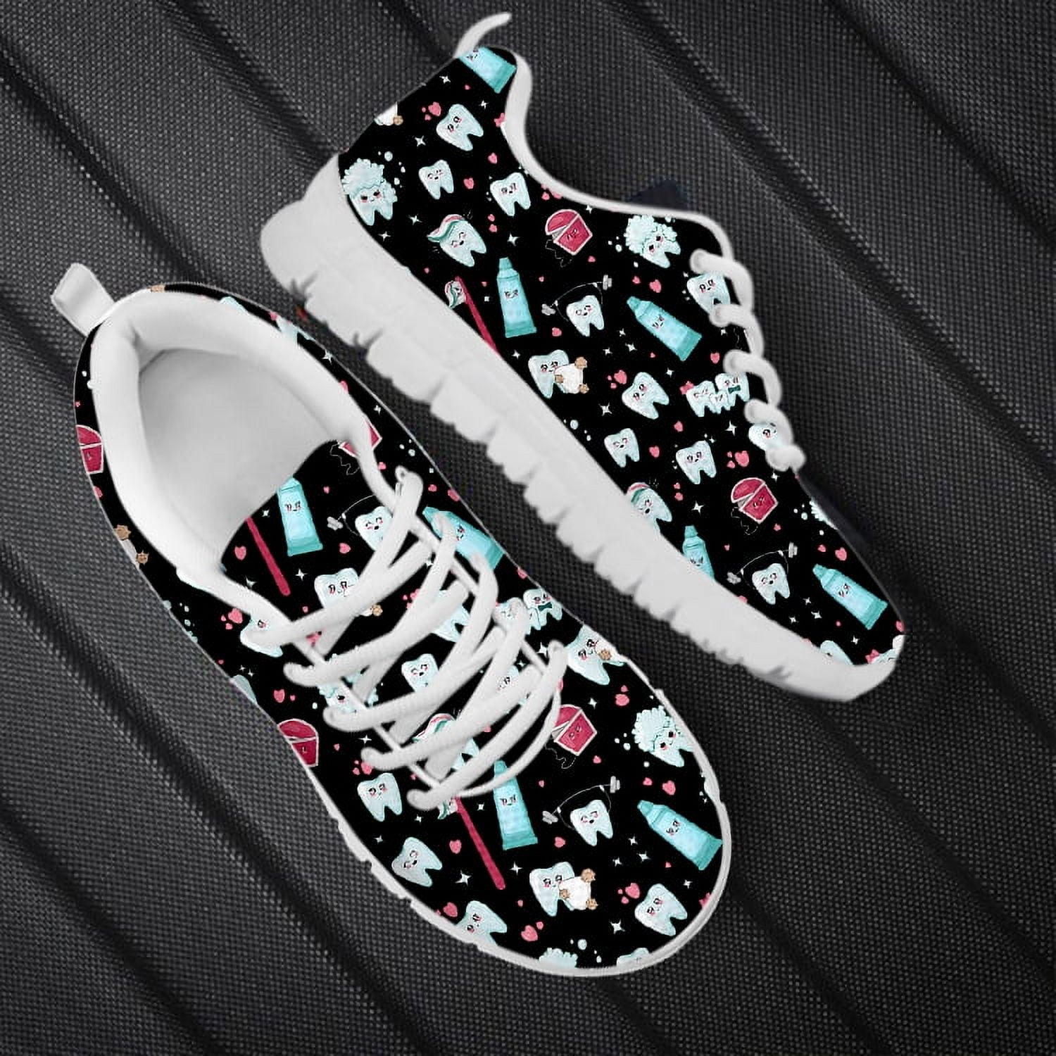 Cartoon Dental Equipment Pattern Woman White Teeth Print Woman Flats ...