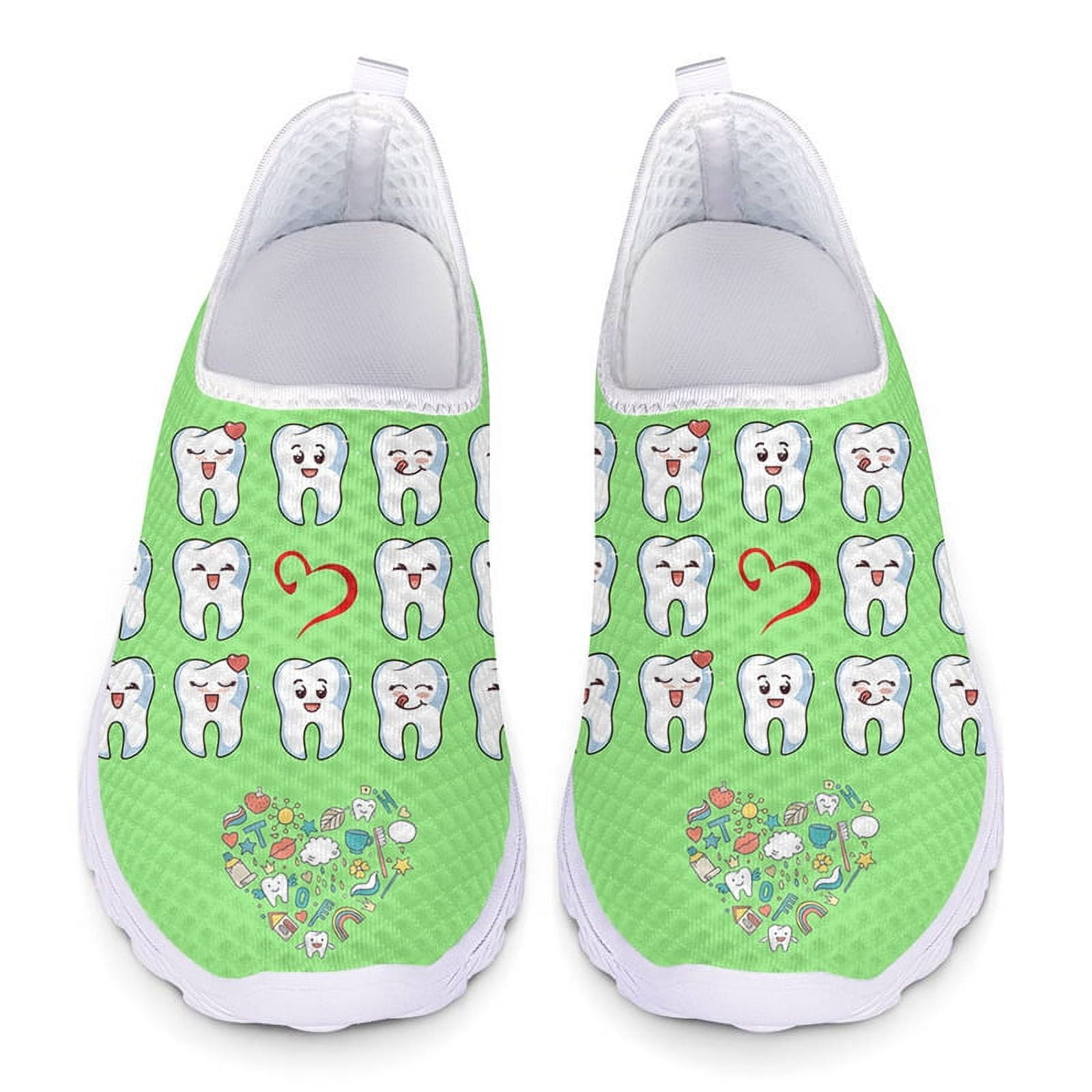 Cartoon Dental Teeth Designer Loafers Women Flats Breathable Mesh ...