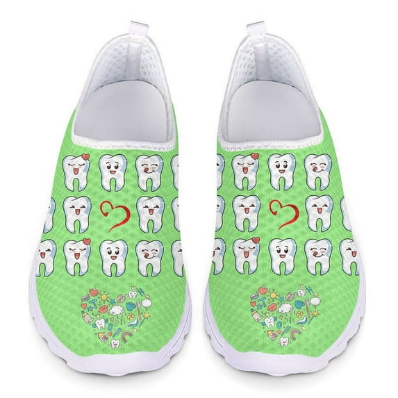 Cartoon Dental Teeth Designer Loafers Women Flats Breathable Mesh ...