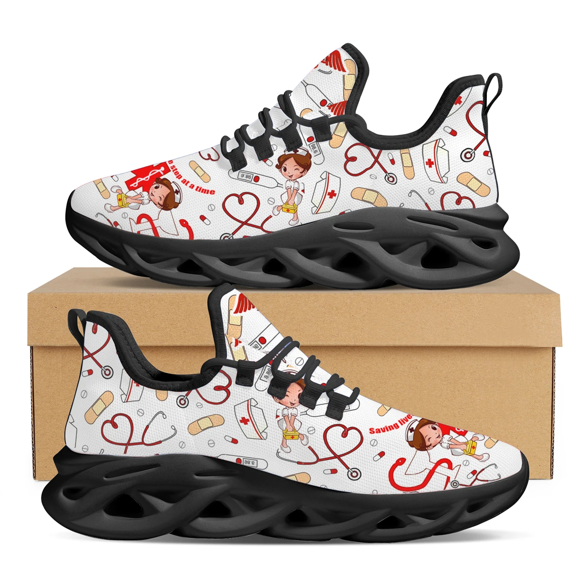 Cartoon Dentist Tooth Pattern Print Vulcanized Shoes Funny Dental ...