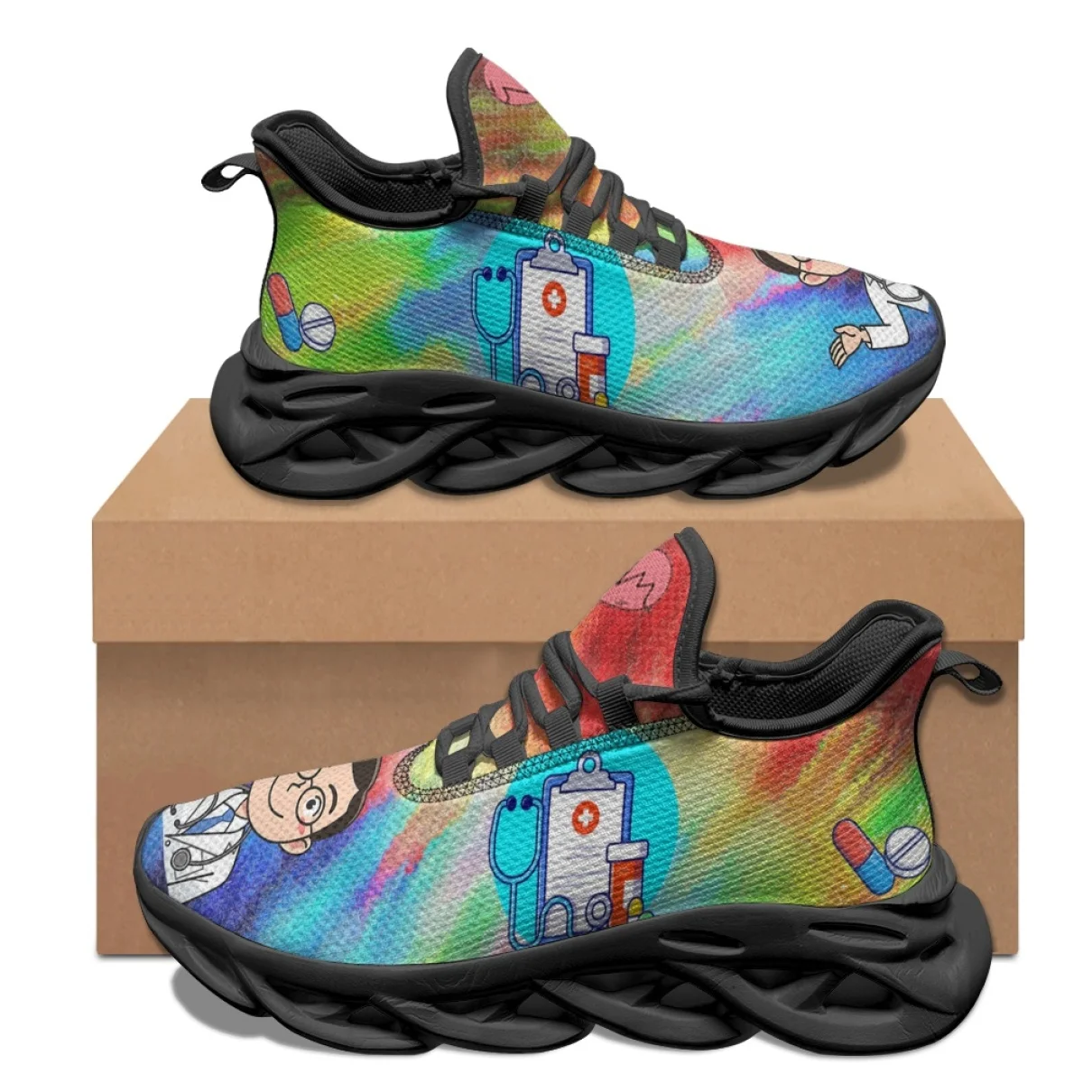 Gradient Dentist Tooth Medical Design Flats Shoes Lace Up Lightweight ...