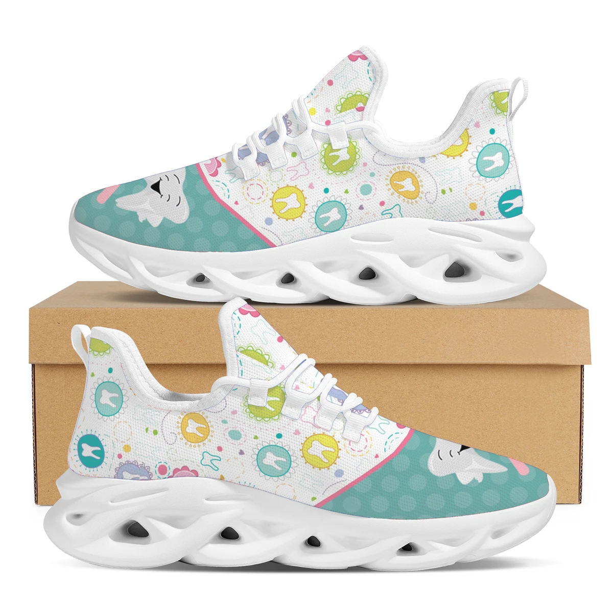 Cartoon Dentist Tooth Pattern Print Vulcanized Shoes Funny Dental ...