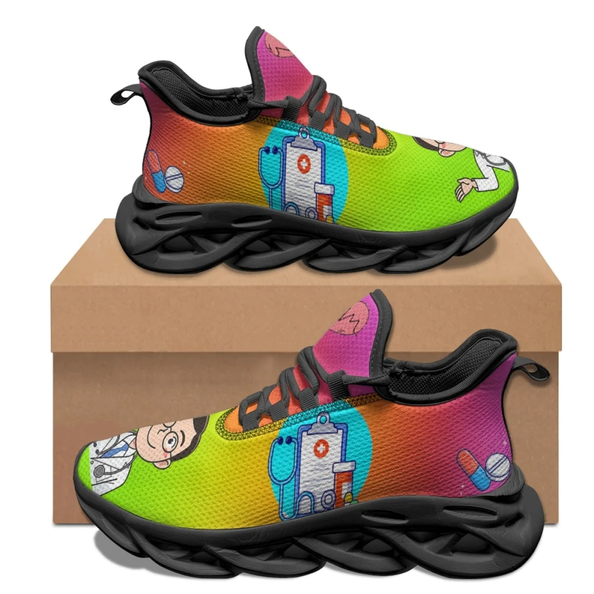 Gradient Dentist Tooth Medical Design Flats Shoes Lace Up Lightweight ...