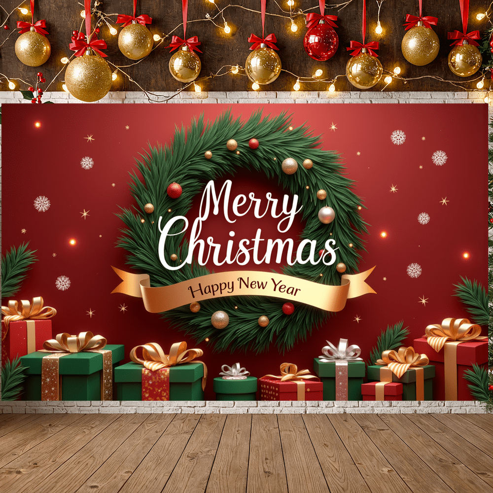 Cartoon Design Christmas Banner Santa Claus Festive Decoration Reindeer ...