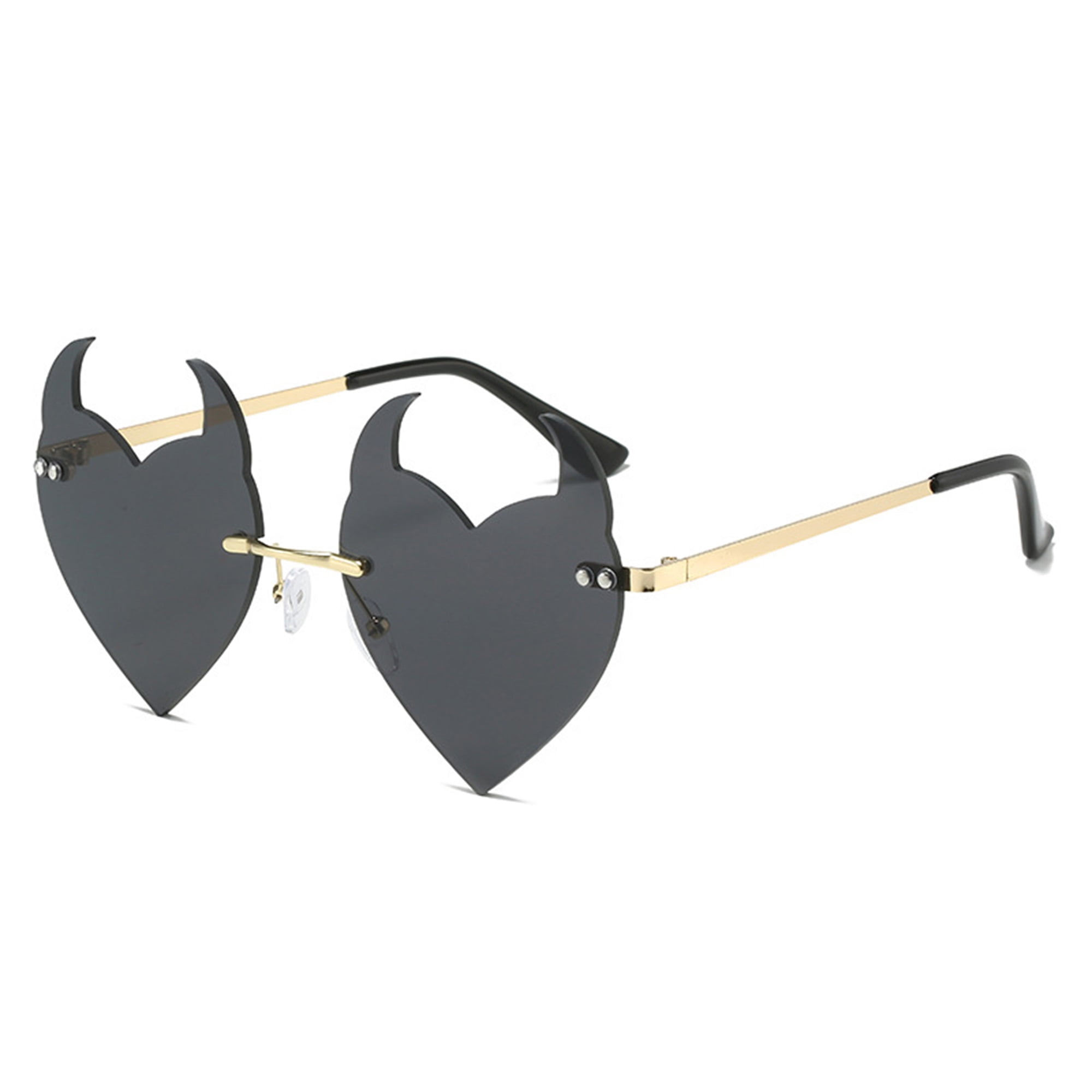 Cartoon Devil Women Metal Rimless Sunglasses Gradient Funny Glasses ...
