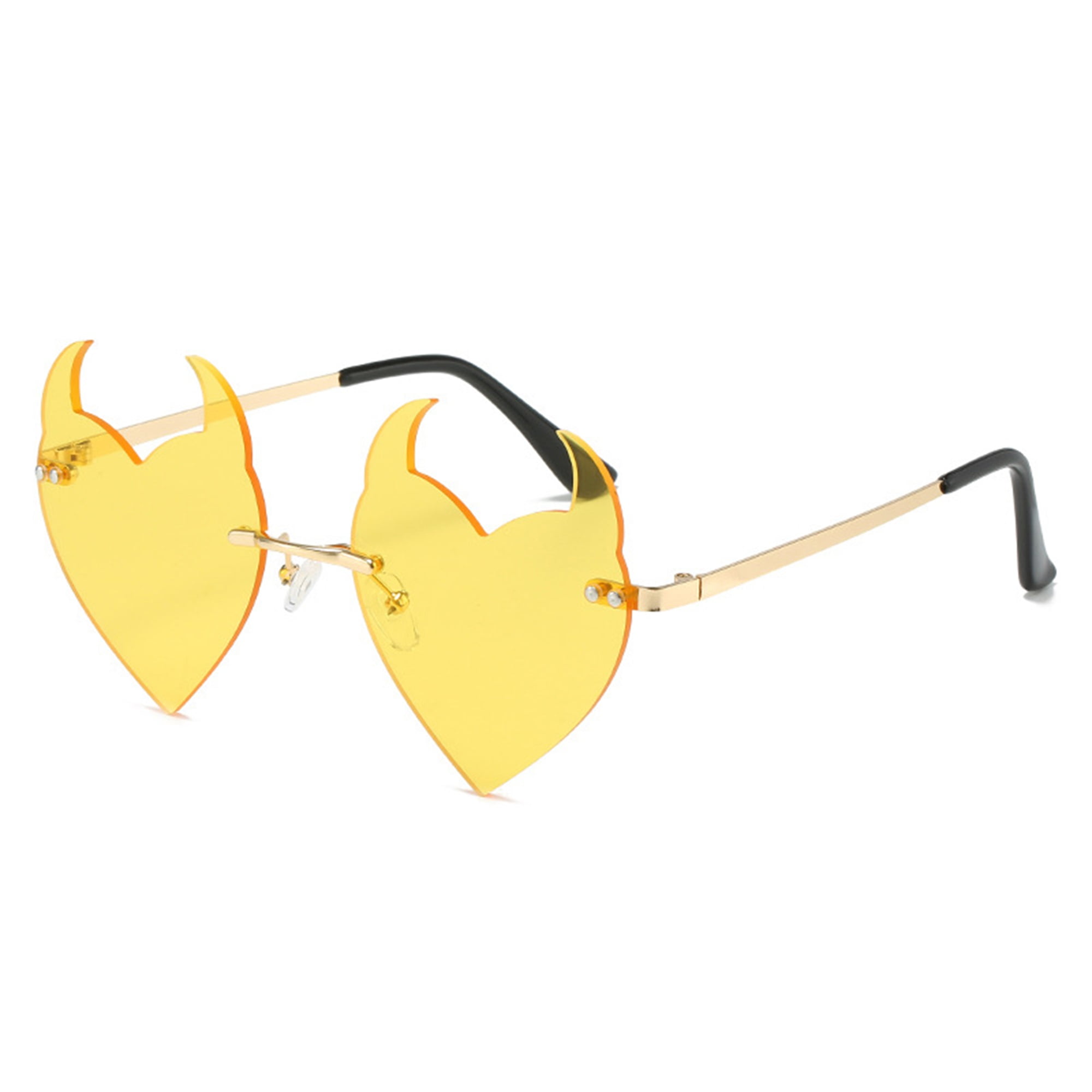 Cartoon Devil Women Metal Rimless Sunglasses Gradient Funny Glasses ...