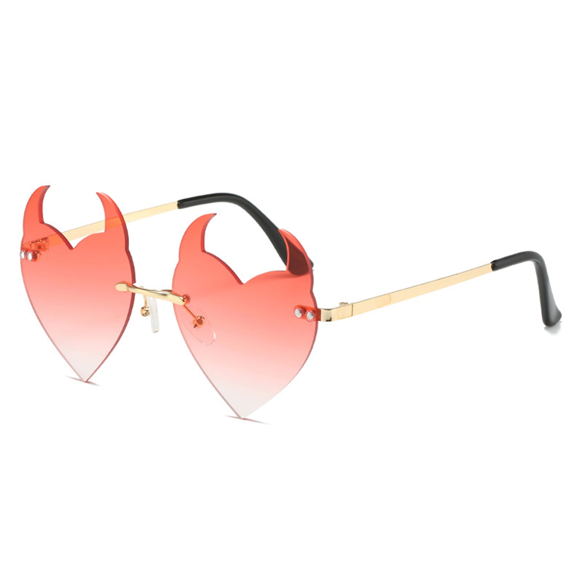 Cartoon Devil Women Metal Rimless Sunglasses Gradient Funny Glasses ...
