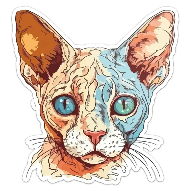 Cartoon Devon Rex Cat Sticker Phone Decal Water Bottle Stickers Car ...