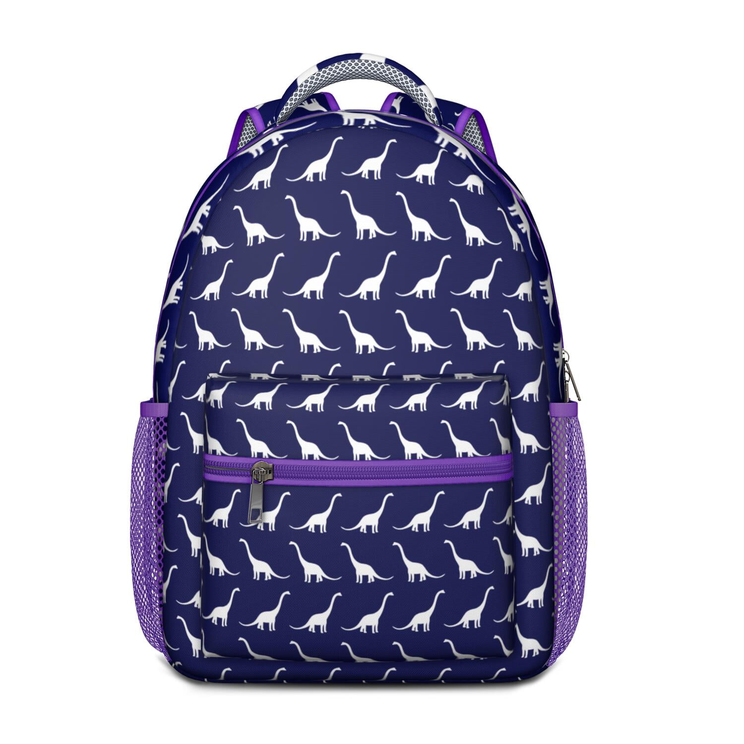 Cartoon Dino Print School Backpack – Colorful Baby Dinosaur Pattern ...