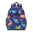 Cartoon Dino School Backpack with Vibrant Roaring Dinosaur and Abstract ...