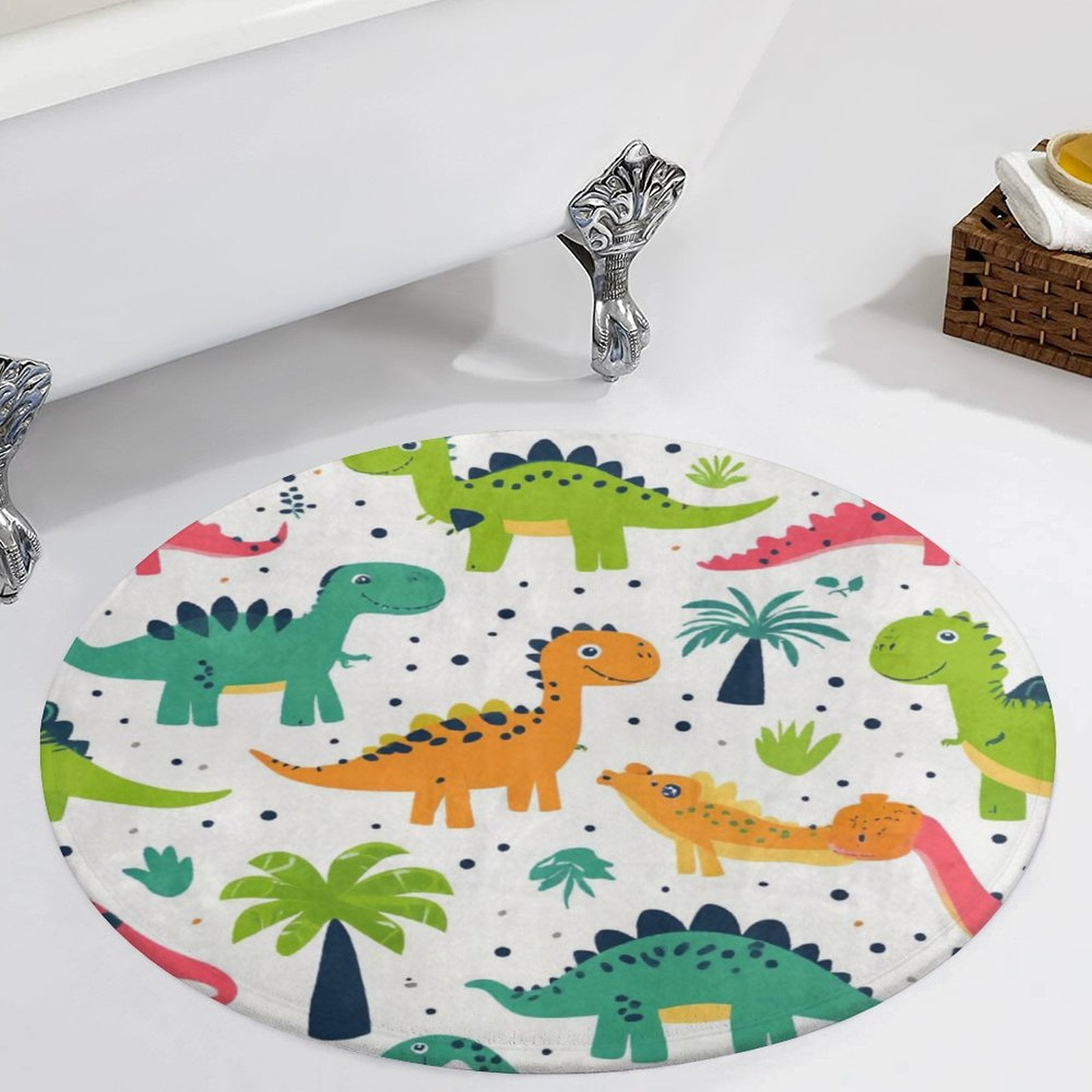 Cartoon Dinosaur-1 Round Area Carpets Living Room Room Chair Area Rugs ...