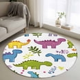 Cartoon Dinosaur 4FT Round Area Rugs for Living Room Simple Cute Ultra ...