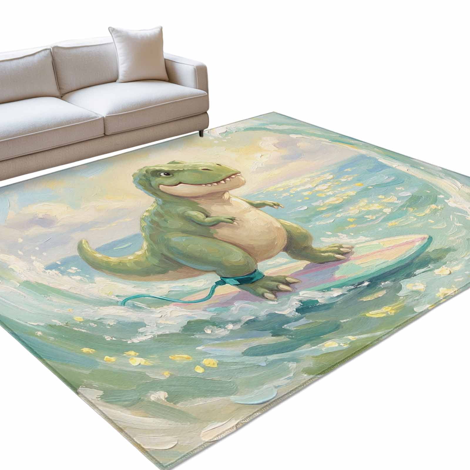 Cartoon Dinosaur 4x6ft Non Slip Area Rug Funny Tyrannosaurus Rex ...