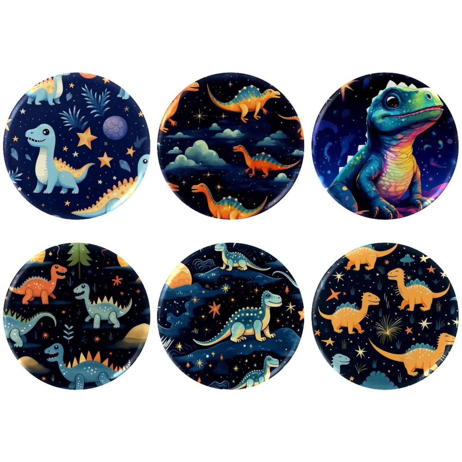 Cartoon Dinosaur 6PCS Badges with Pins for Backpacks Parties Ties Hats ...