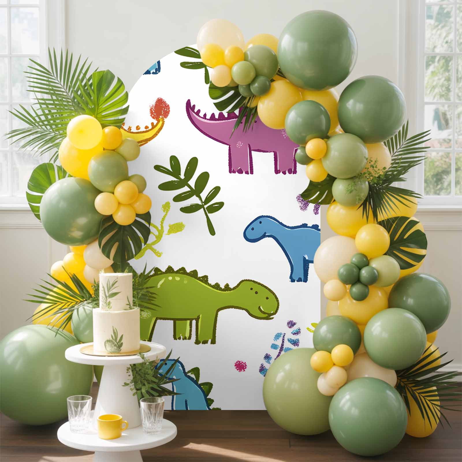 Cartoon Dinosaur Arch Backdrop Cover, 4FT, Simple Cute Spandex Arch ...