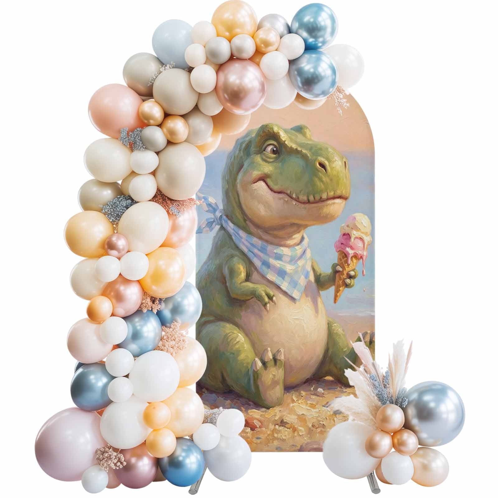 Cartoon Dinosaur Arch Backdrop Cover 6.6 FT Funny Tyrannosaurus Rex ...