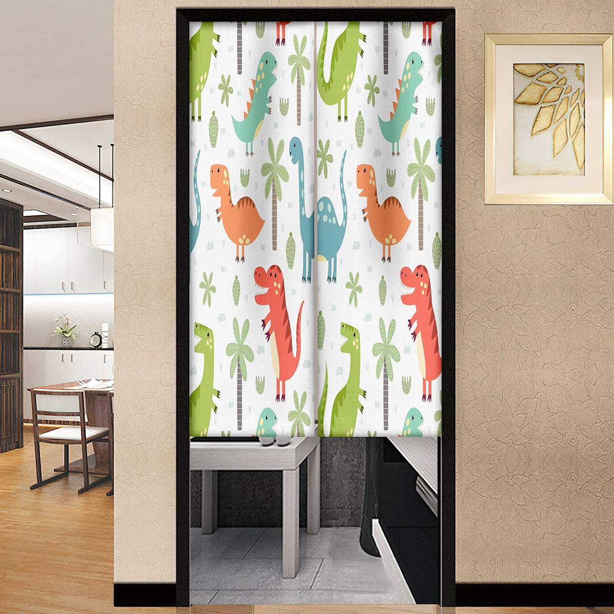 Cartoon Dinosaur Art Japanese Door Curtain Kitchen Partition Drapes ...