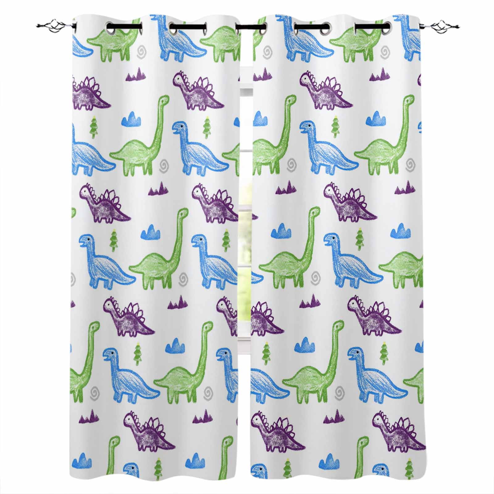Cartoon Dinosaur Blackout Curtains for Bedroom Living Room Darkening ...