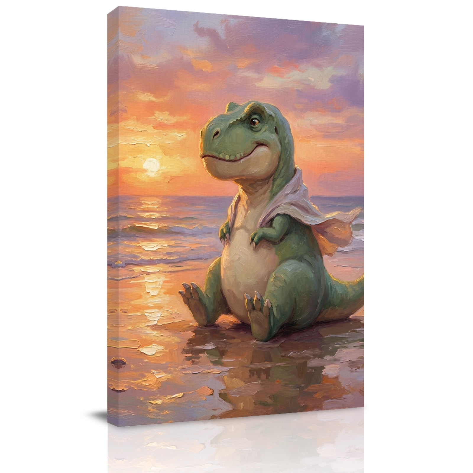 Cartoon Dinosaur Canvas Wall Art for Living Room, Funny Tyrannosaurus ...