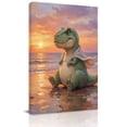 Cartoon Dinosaur Canvas Wall Art for Living Room, Funny Tyrannosaurus ...