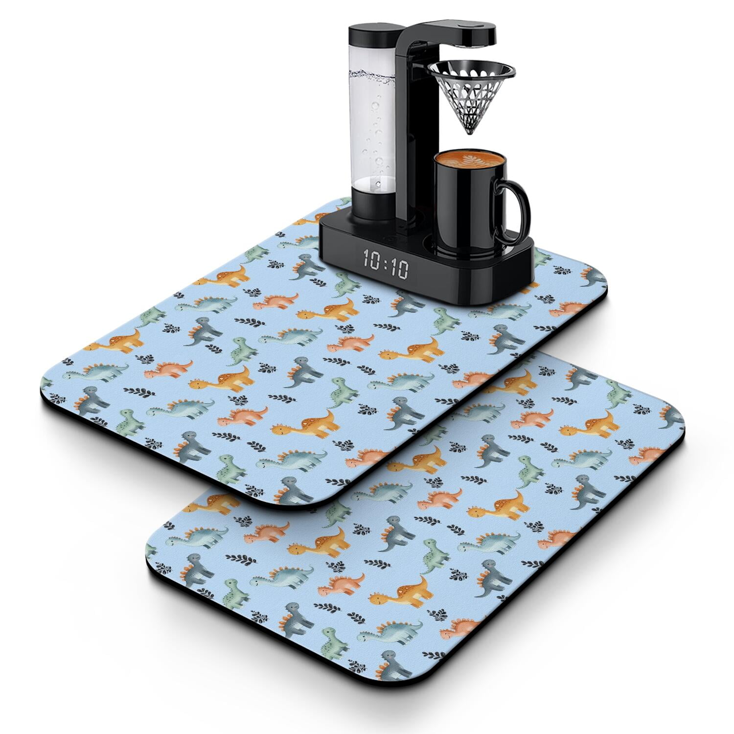 Cartoon Dinosaur Coffee Station Mat Set - 2pcs Cute Dino Print, Multi ...