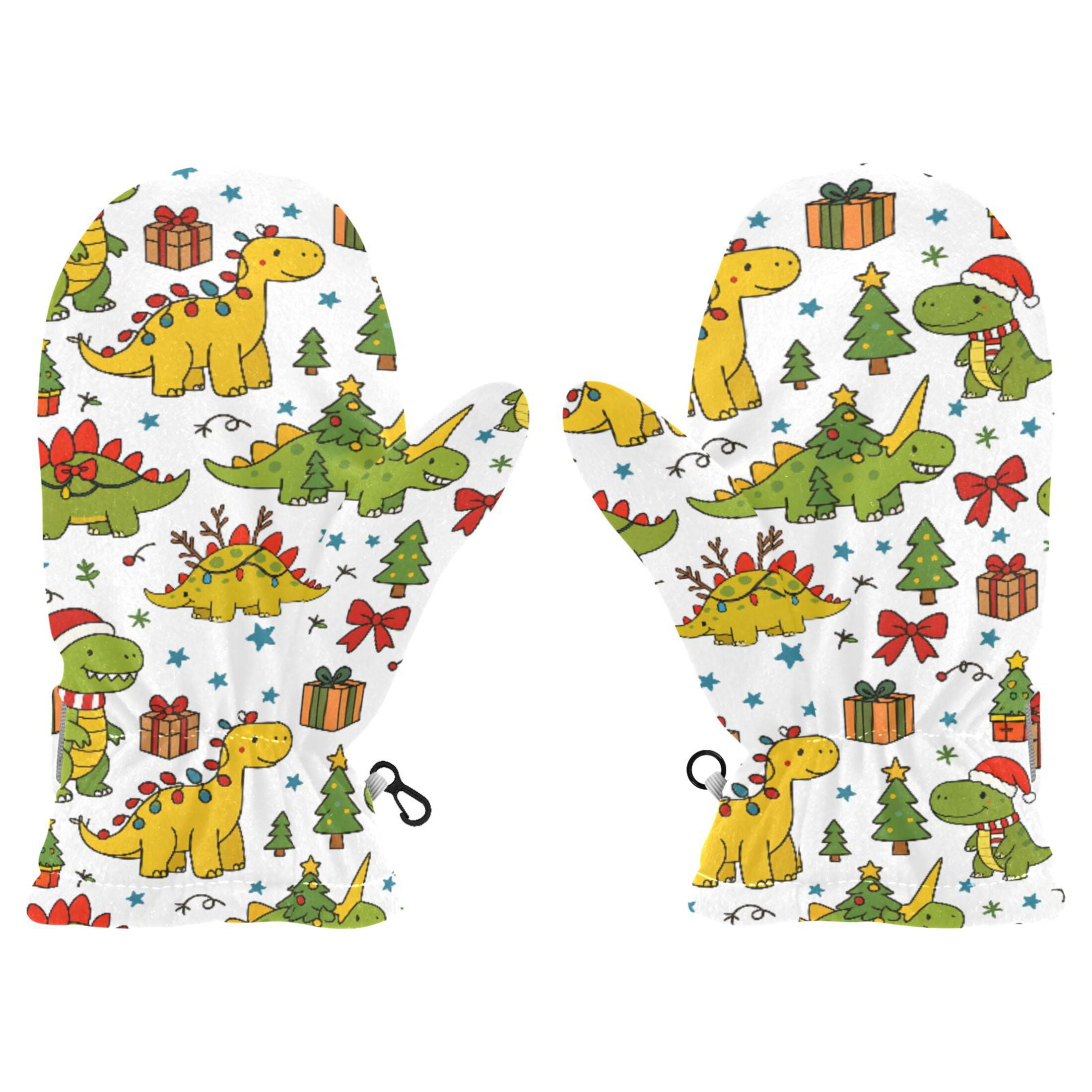 Cartoon Dinosaur Cold Weather Mittens Cozy Gloves with Adjustable Fit ...