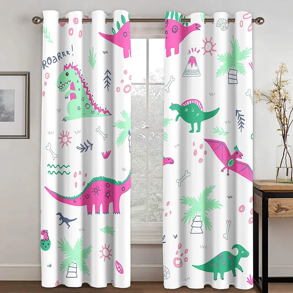 Cartoon Dinosaur Curtains For Children's Bedroom Drapes Window Curtains ...