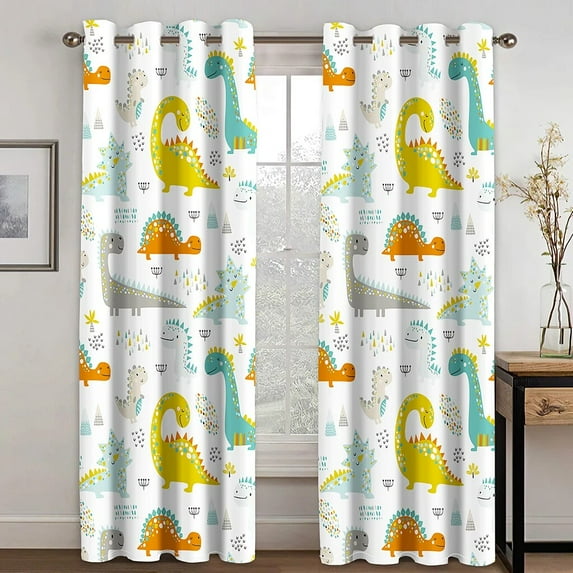 Cartoon Dinosaur Curtains For Children's Bedroom Drapes Window Curtains ...