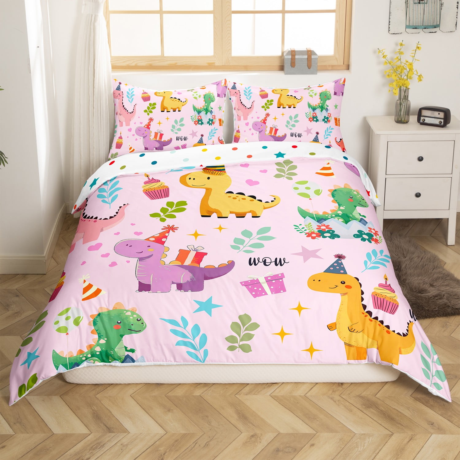 Cartoon Dinosaur Duvet Cover Set Cute Dino Queen Bedding Sets,Jungle ...