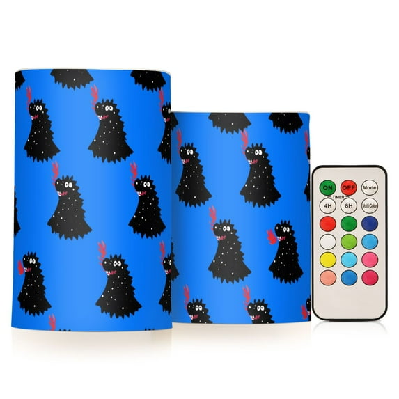 Cartoon Dinosaur Fire Breathing Pattern Flameless LED Candle Set with ...