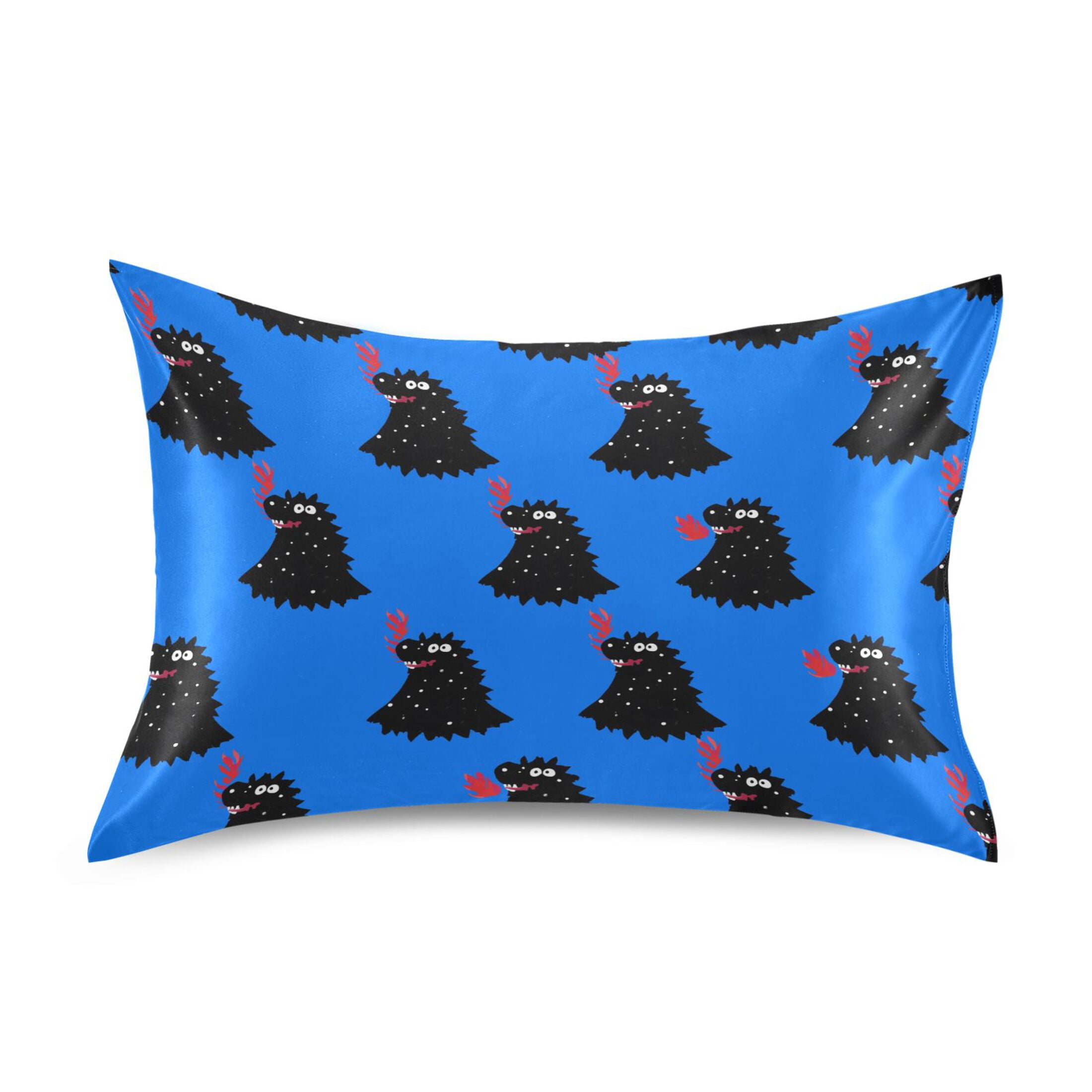 Cartoon Dinosaur Fire Breathing Pattern Standard Size Satin Pillowcase ...