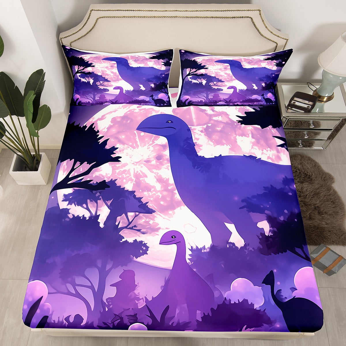 Cartoon Dinosaur Fitted Sheet for Boys Girls 3D Dino Print Bed Sheets ...
