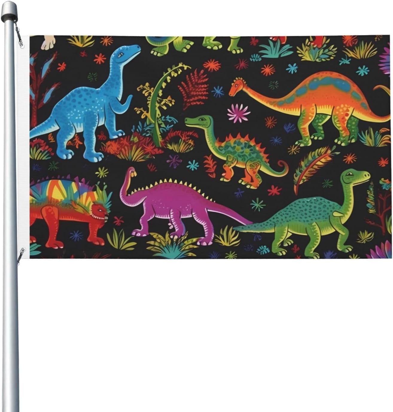 Cartoon Dinosaur Flag 3x5 ft Flags for Outside Funny Banner Garden Flag ...