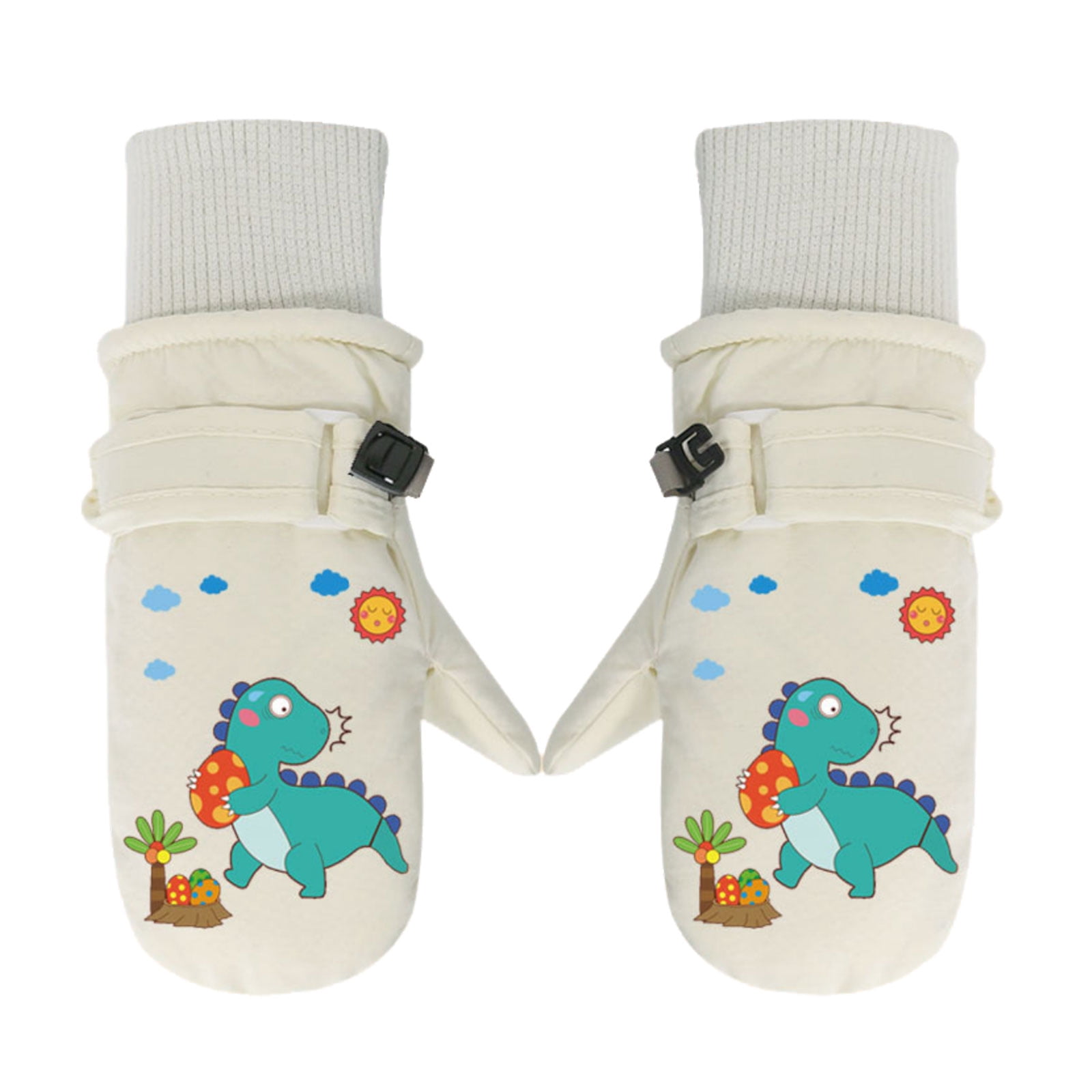 Cartoon Dinosaur Gloves Full Finger Mitts Thickened Windproof Thermal ...