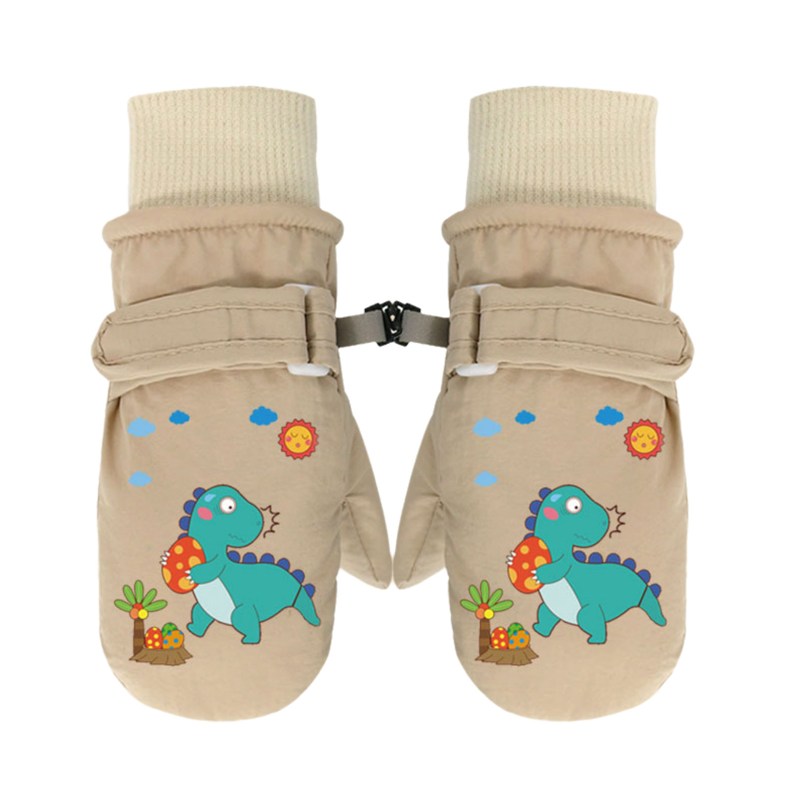 Cartoon Dinosaur Gloves Full Finger Mitts Thickened Windproof Thermal ...