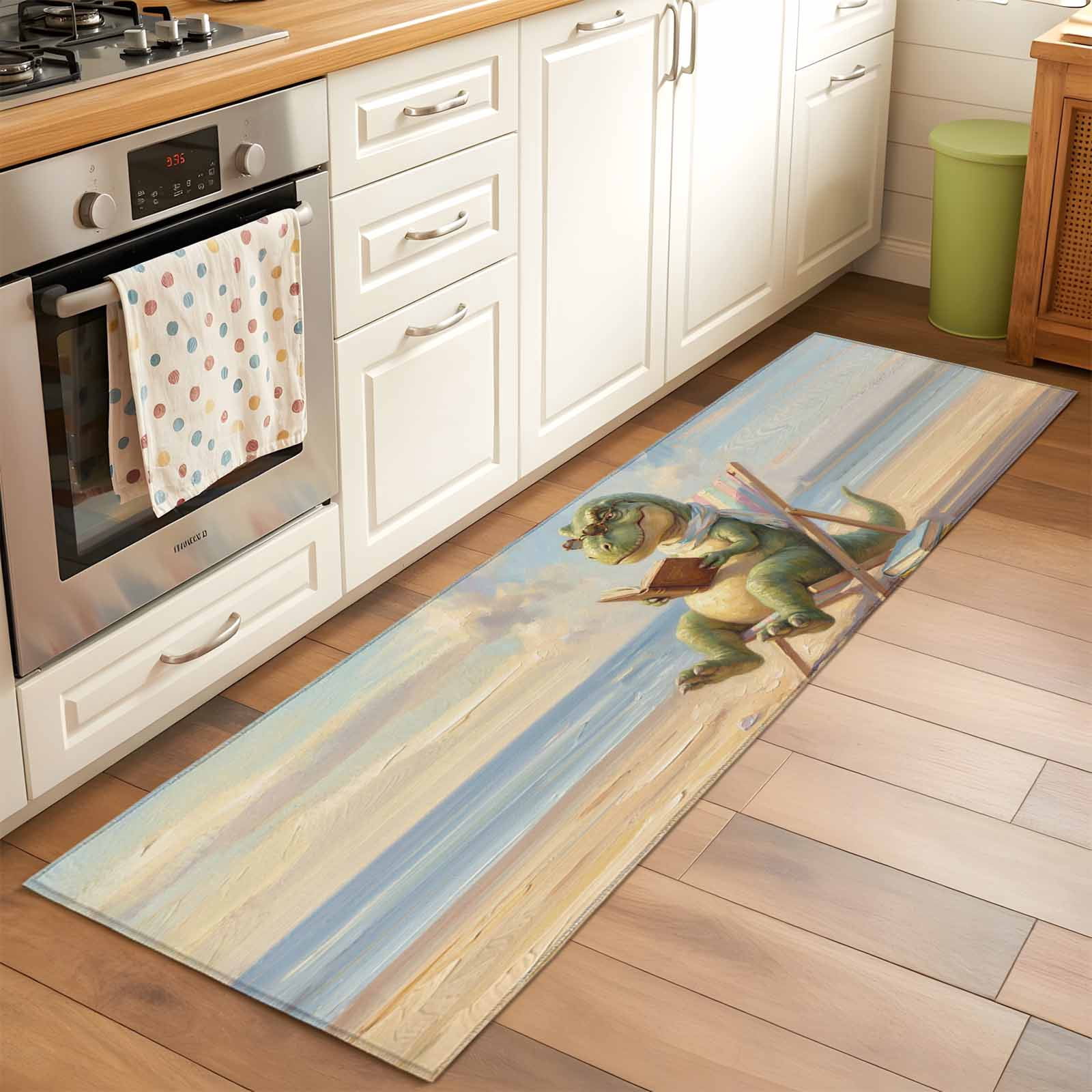 Cartoon Dinosaur Hallway Washable Runner Rug 2x6 Funny Tyrannosaurus ...