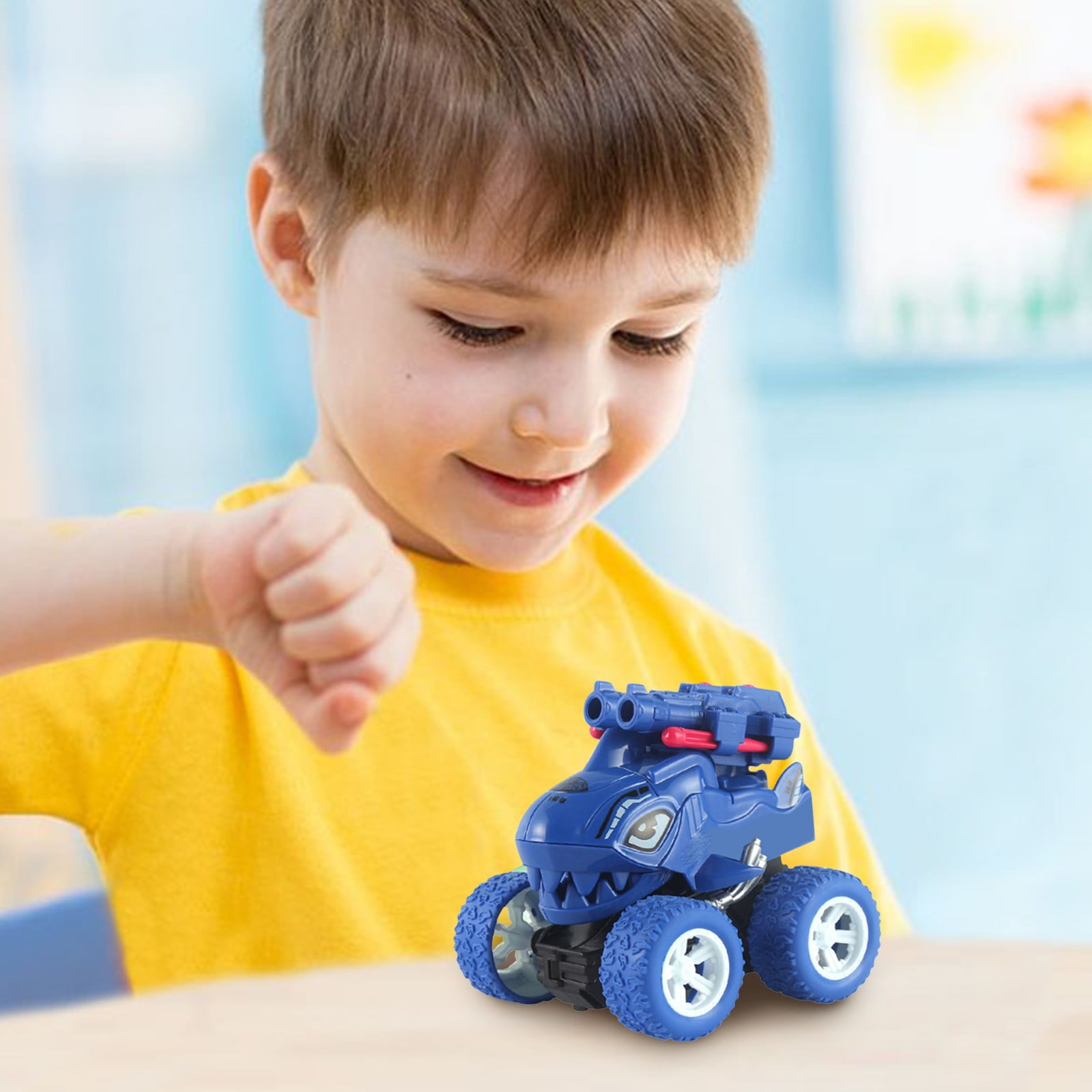 Cartoon Dinosaur Kids Inertial Ejection Toy Car Double Ballistic-resistant Baby Car Ejection Car ...