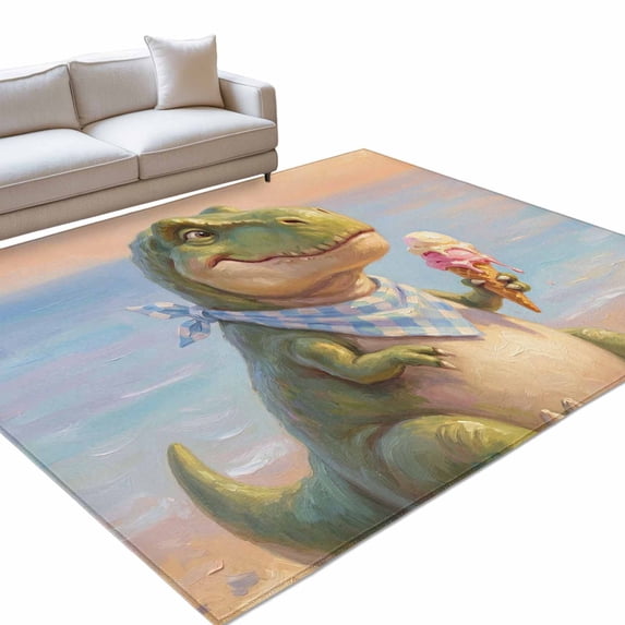 Cartoon Dinosaur Large Area Rugs 8x10ft Funny Tyrannosaurus Rex Summer ...