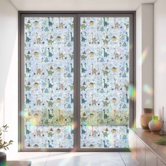 Cartoon Dinosaur Lovely Animals Window Privacy Film, Rainbow Film ...