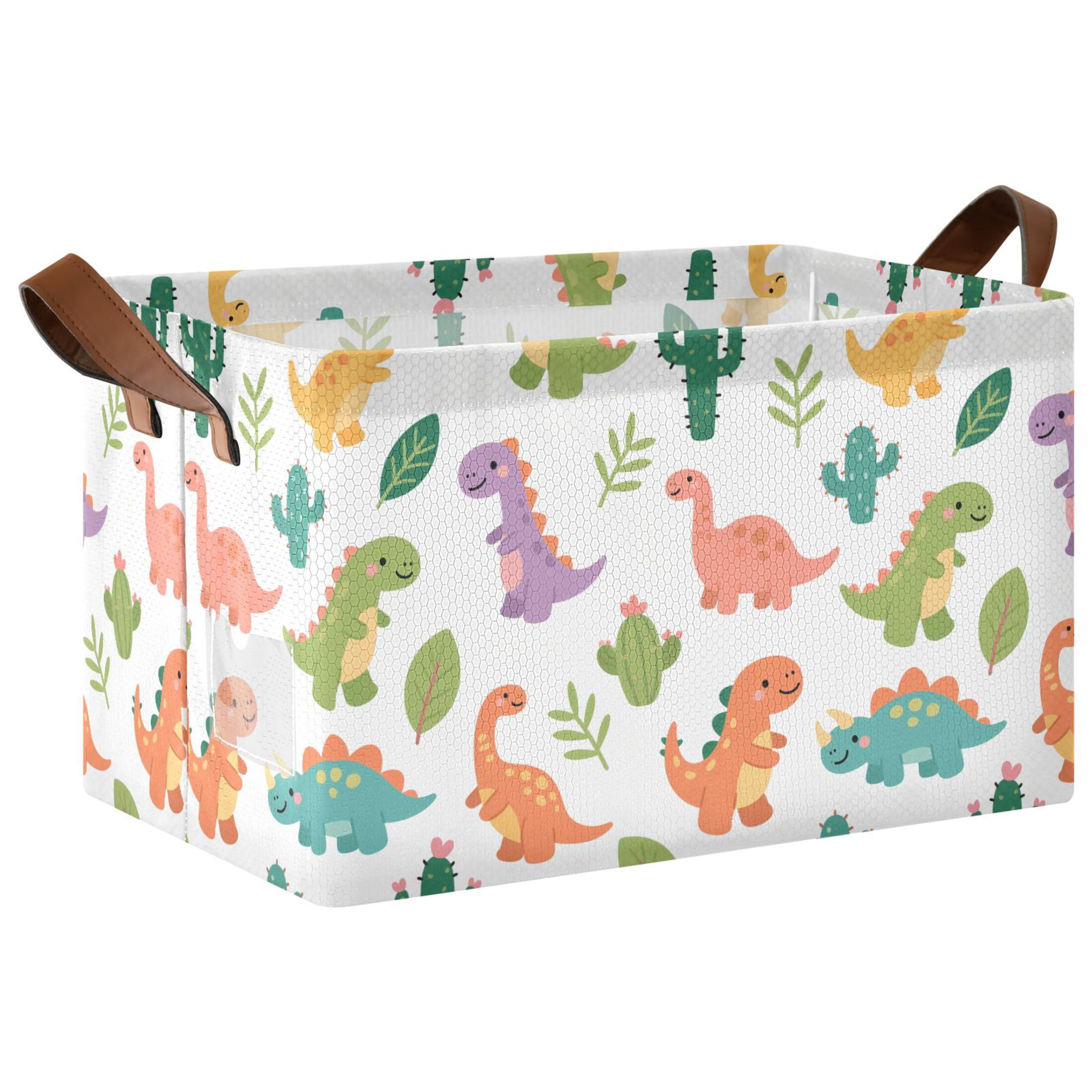 Cartoon Dinosaur Pattern Collapsible Storage Bin Open Home Shelf Basket ...