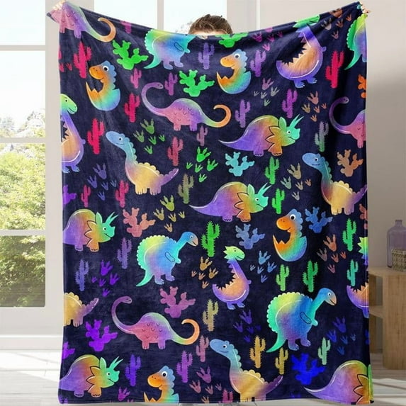 Cartoon Dinosaur Pattern Flannel Cozy Blanket, 1 Count Soft Comfortable ...