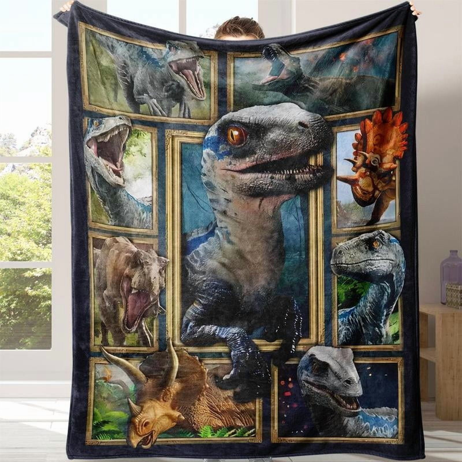 Cartoon Dinosaur Pattern Flannel Cozy Blanket, 1 Count Soft Comfortable ...