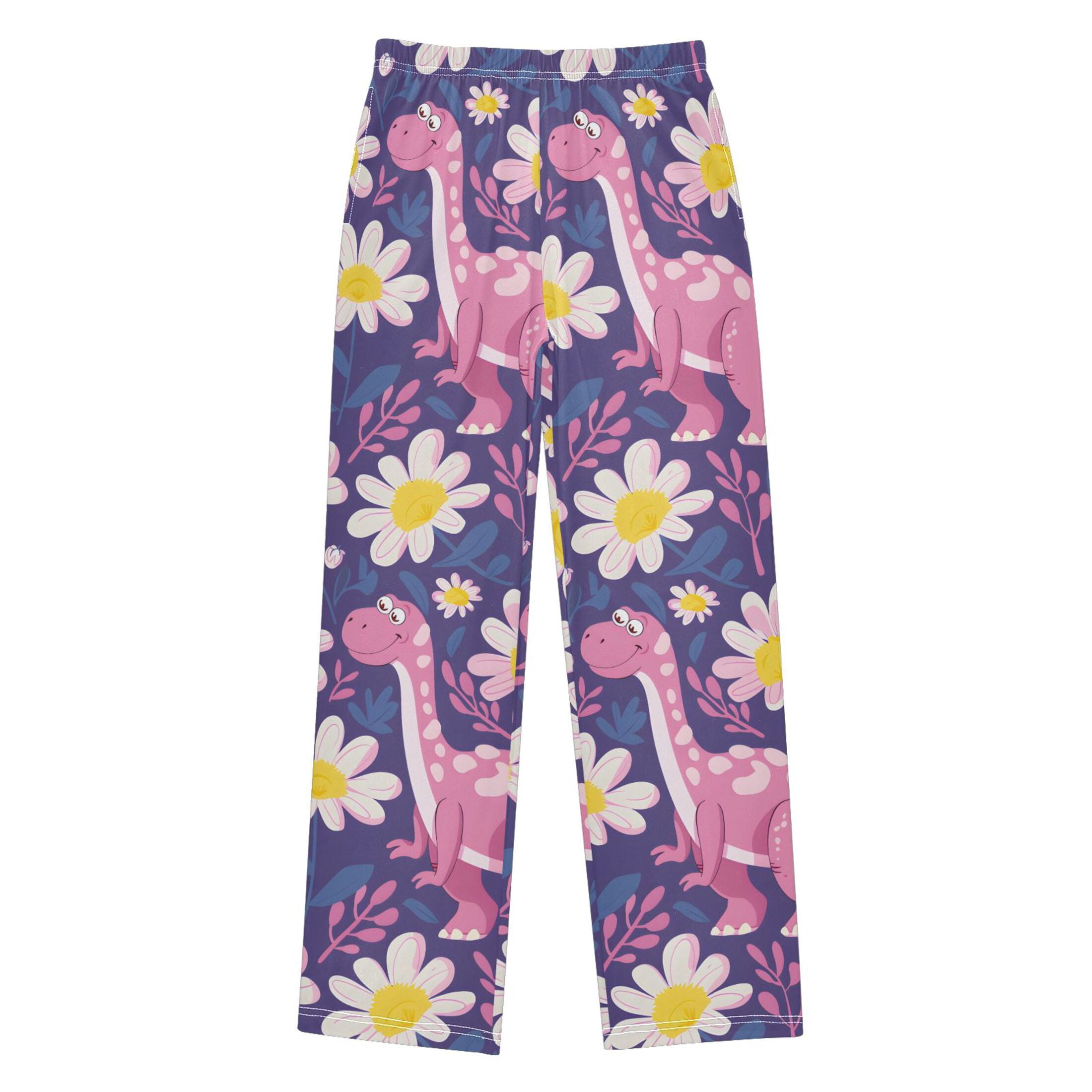Cartoon Dinosaur Pattern Pajama Pants Soft Lightweight Lounge Pants ...