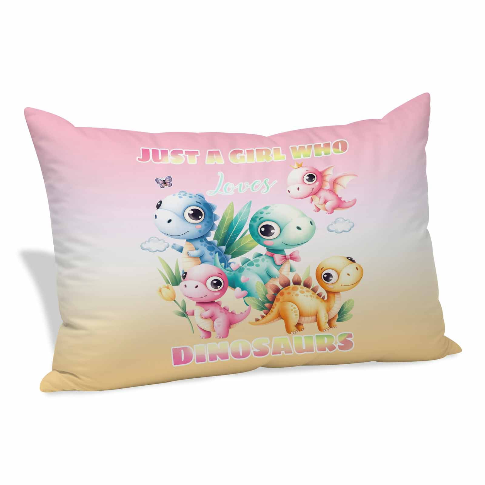 Cartoon Dinosaur Pillow Covers, Linen Long Throw Pillow Case, Just A ...