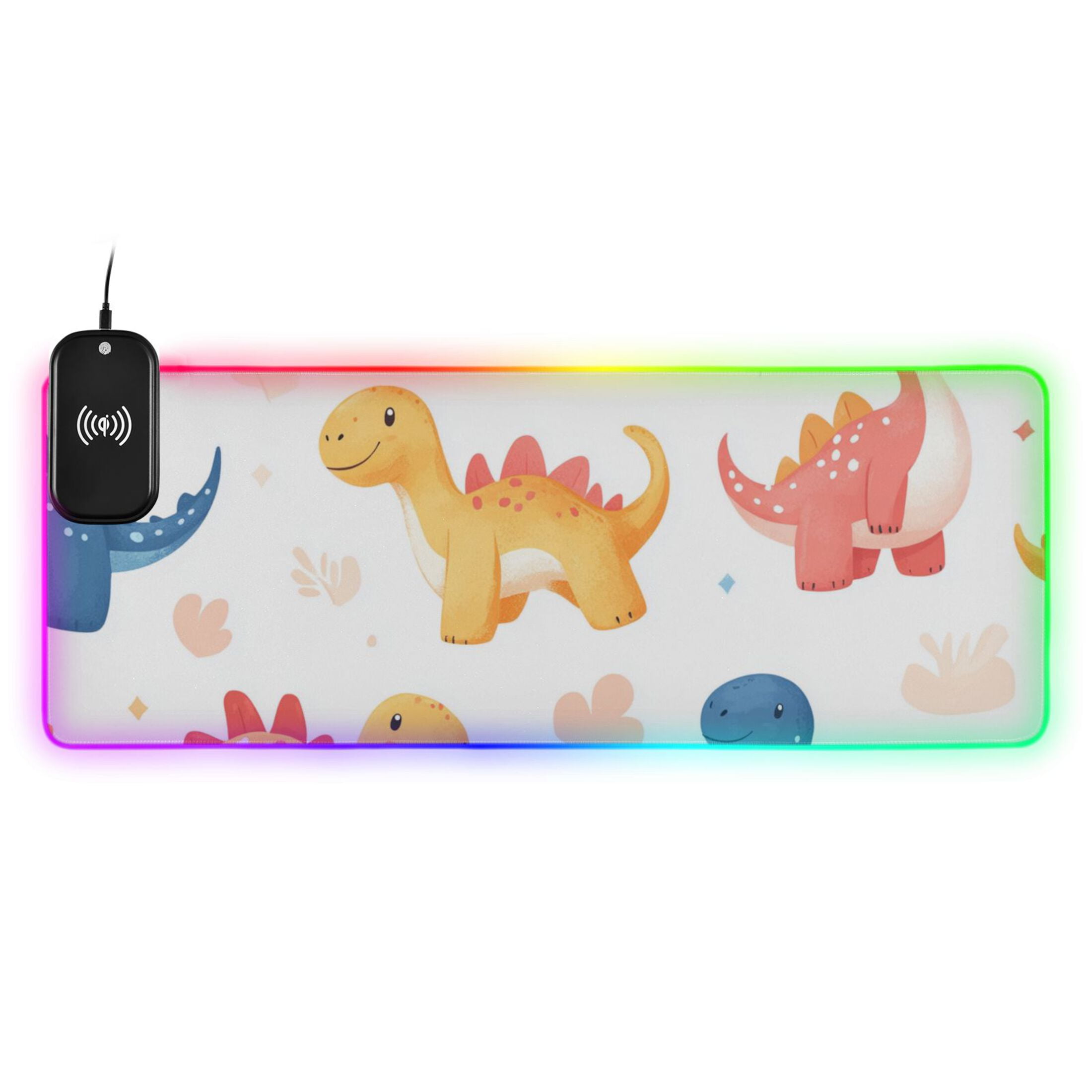 Cartoon Dinosaur Print Wireless Charging RGB Gaming Mouse Pad Large ...