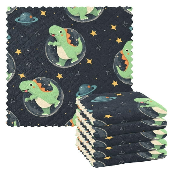 Cartoon Dinosaur Star Pattern Dish Towels 6 Pack Kitchen Cleaning Dish ...