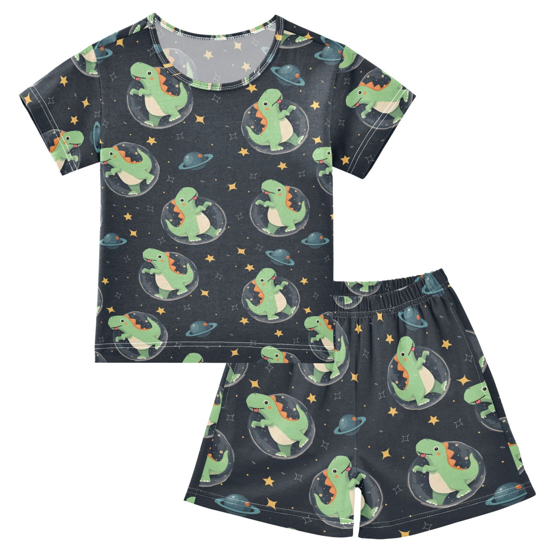 Cartoon Dinosaur Star Pattern Summer Pajama Set Soft Cotton Short ...