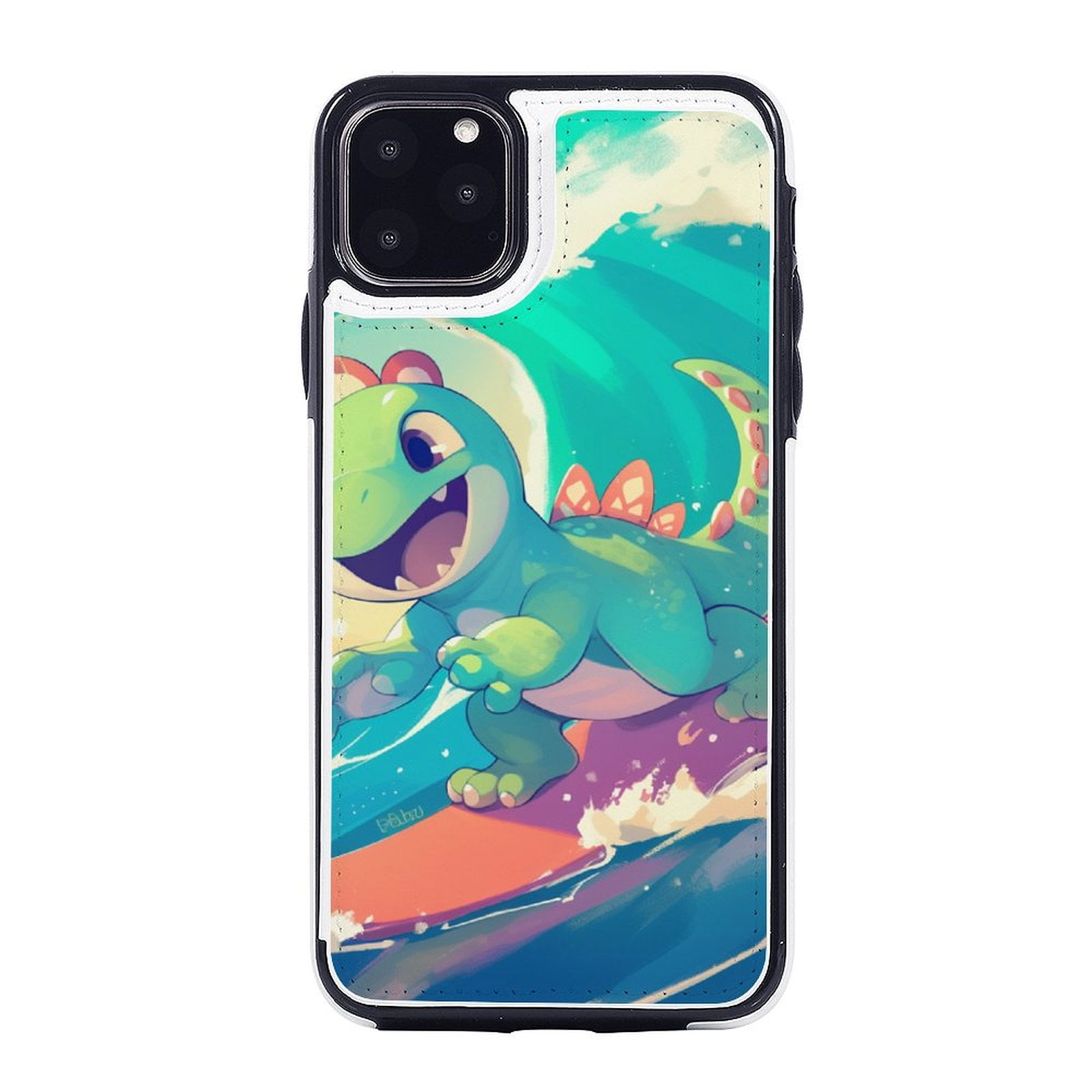 Cartoon Dinosaur Surfing Leather Wallet Case for iPhone 16 15 14 13 12 ... Cartoon Dinosaur Surfing Leather Wallet Case for iPhone 16 15 14 13 12 ...