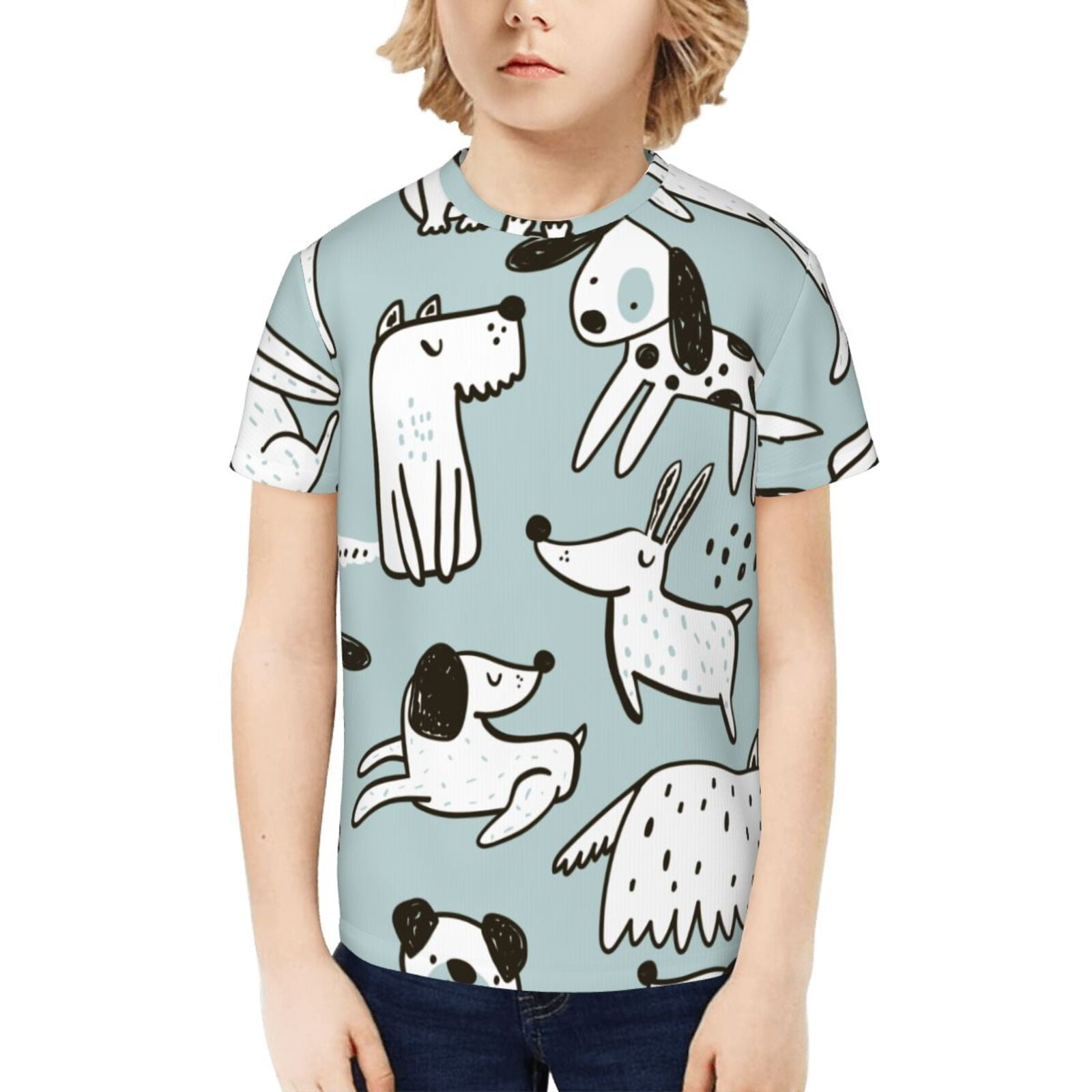 Cartoon Dinosaur Teens Full 3d T-Shirts Short Sleeves Various Patterns Kids T Shirts Crew Neck ...